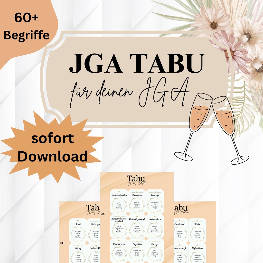 60+ Taboo Cards, JGA Taboo Game for Women, Hen Party Game, Instant Download in PDF Format ...