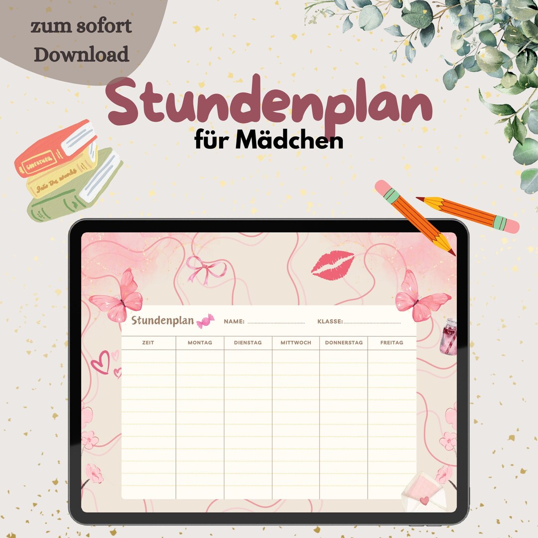 Timetable to Print in Pink, INSTANT Download, School Enrollment ...