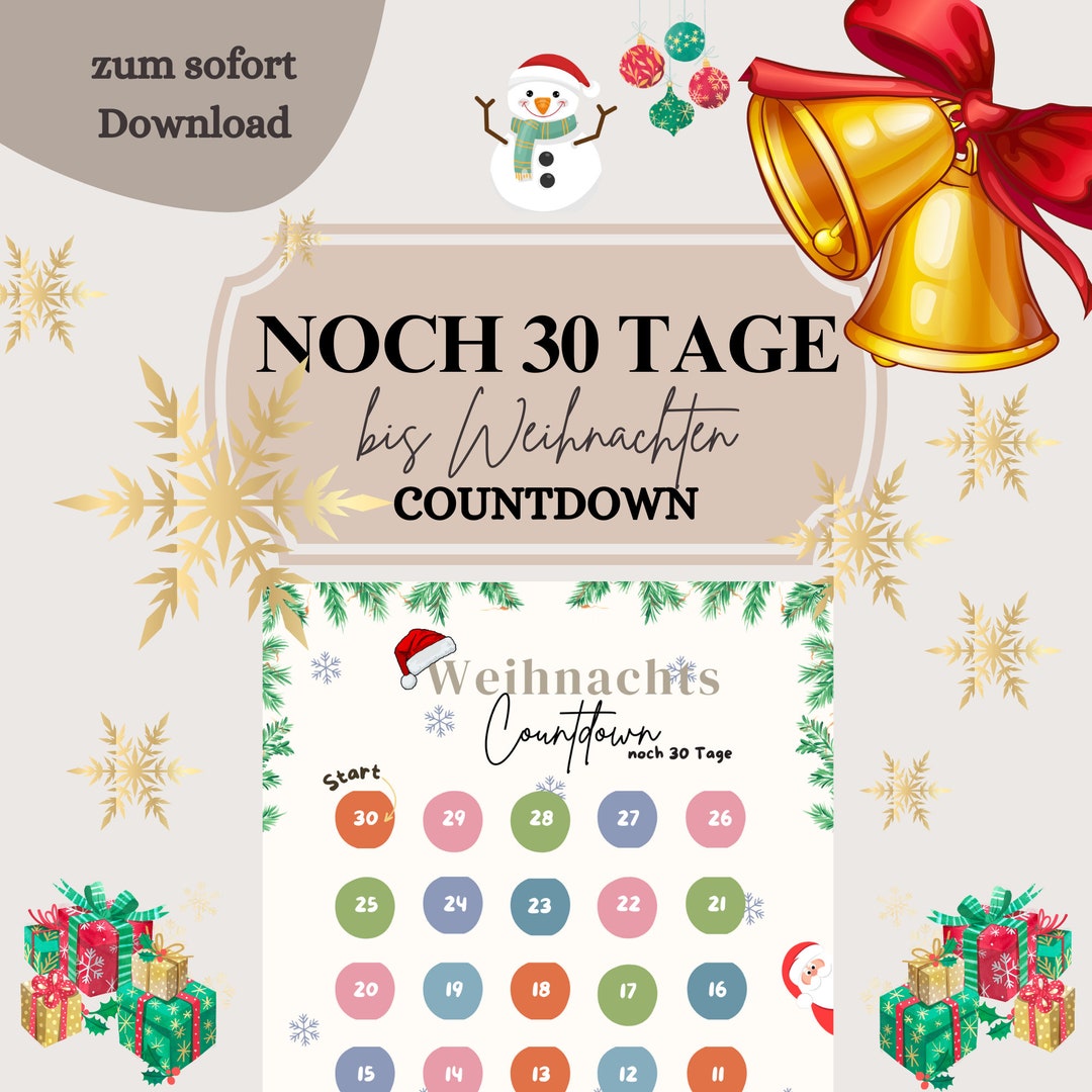 30 Days Christmas Countdown, Printable Christmas Calendar, Game for ...