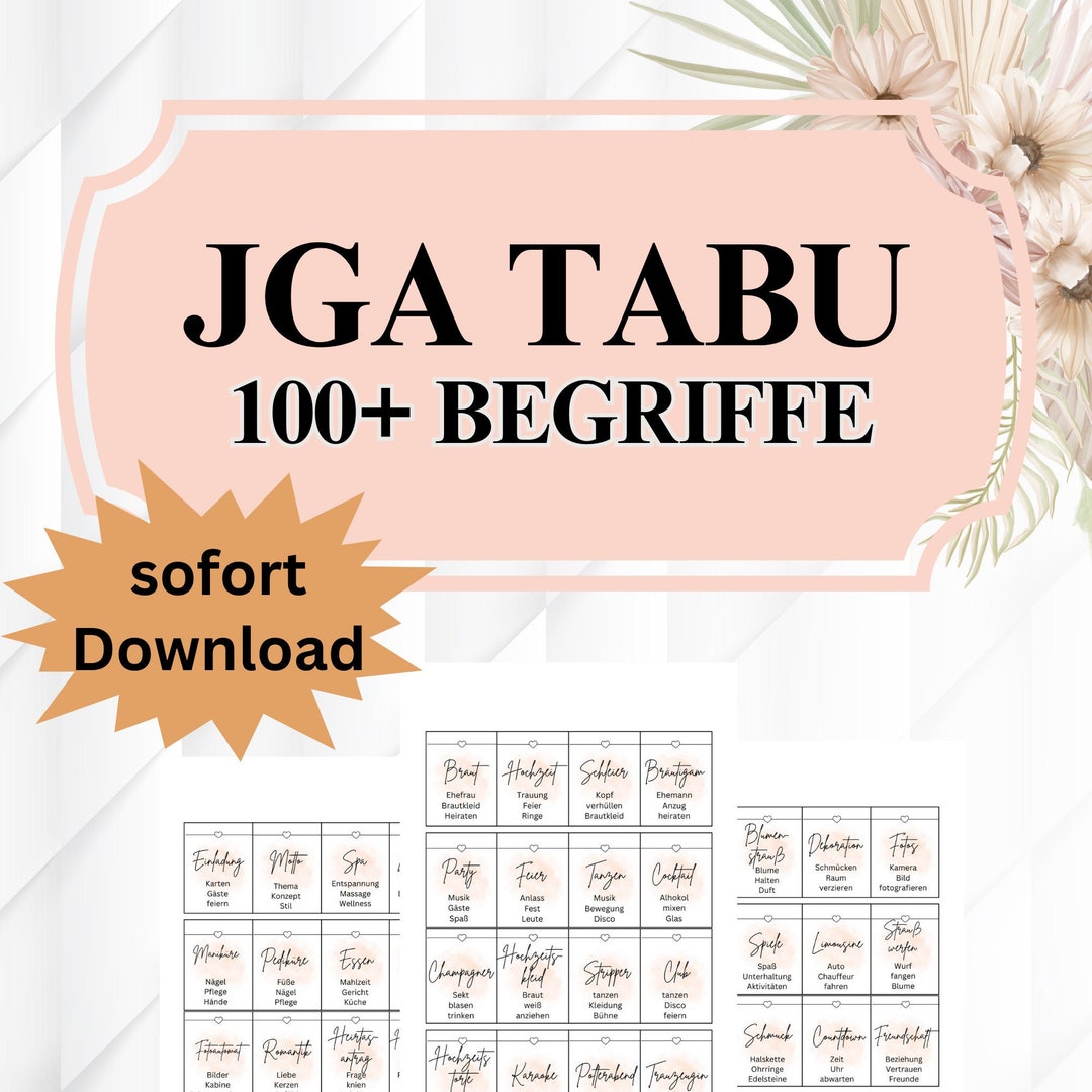 100 Taboo Cards, JGA Taboo Game for Women, Hen Party Game, Instant ...