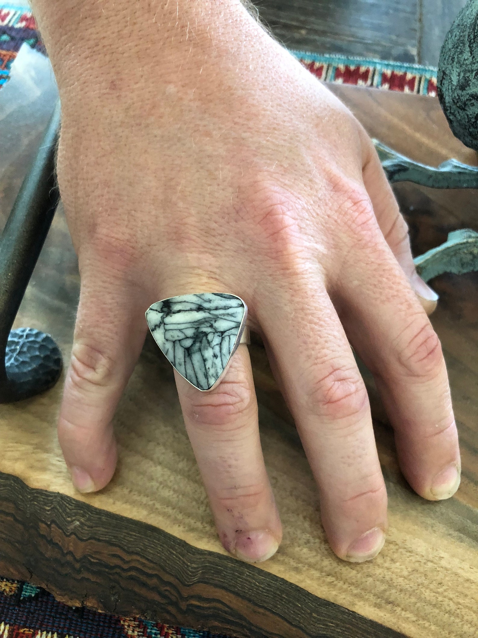 Pinolith Unisex Sterling Silver Statement Ring US Size 10.25-10.5 - Etsy