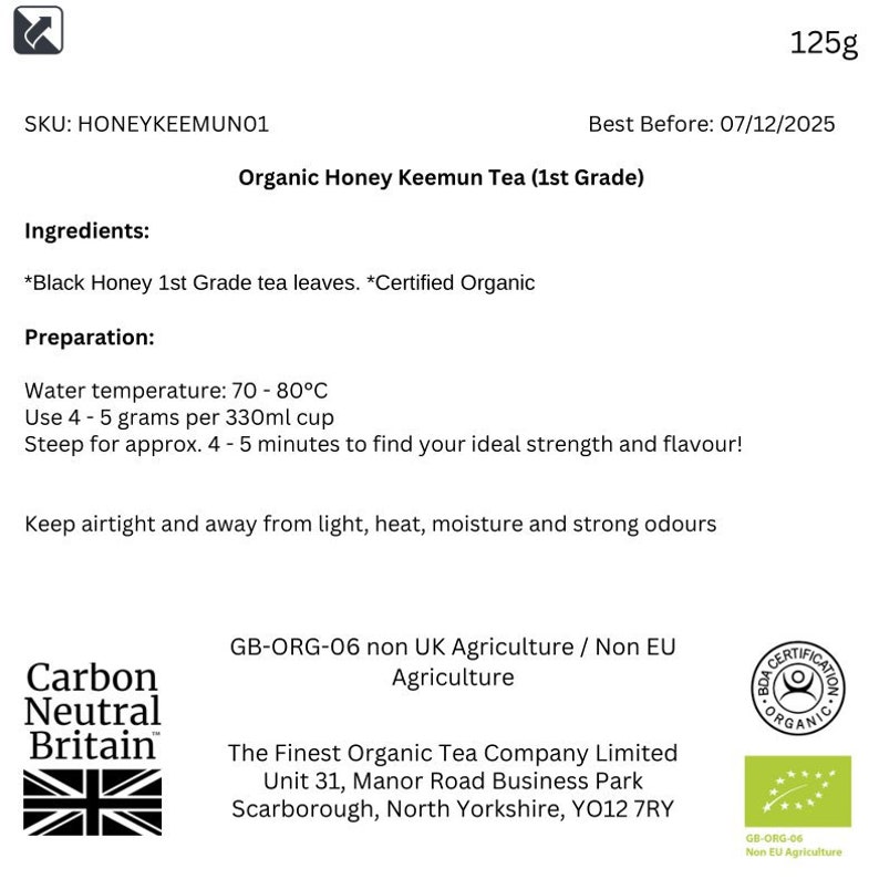 Organic Honey Keemun Tea (1st Grade) - Etsy