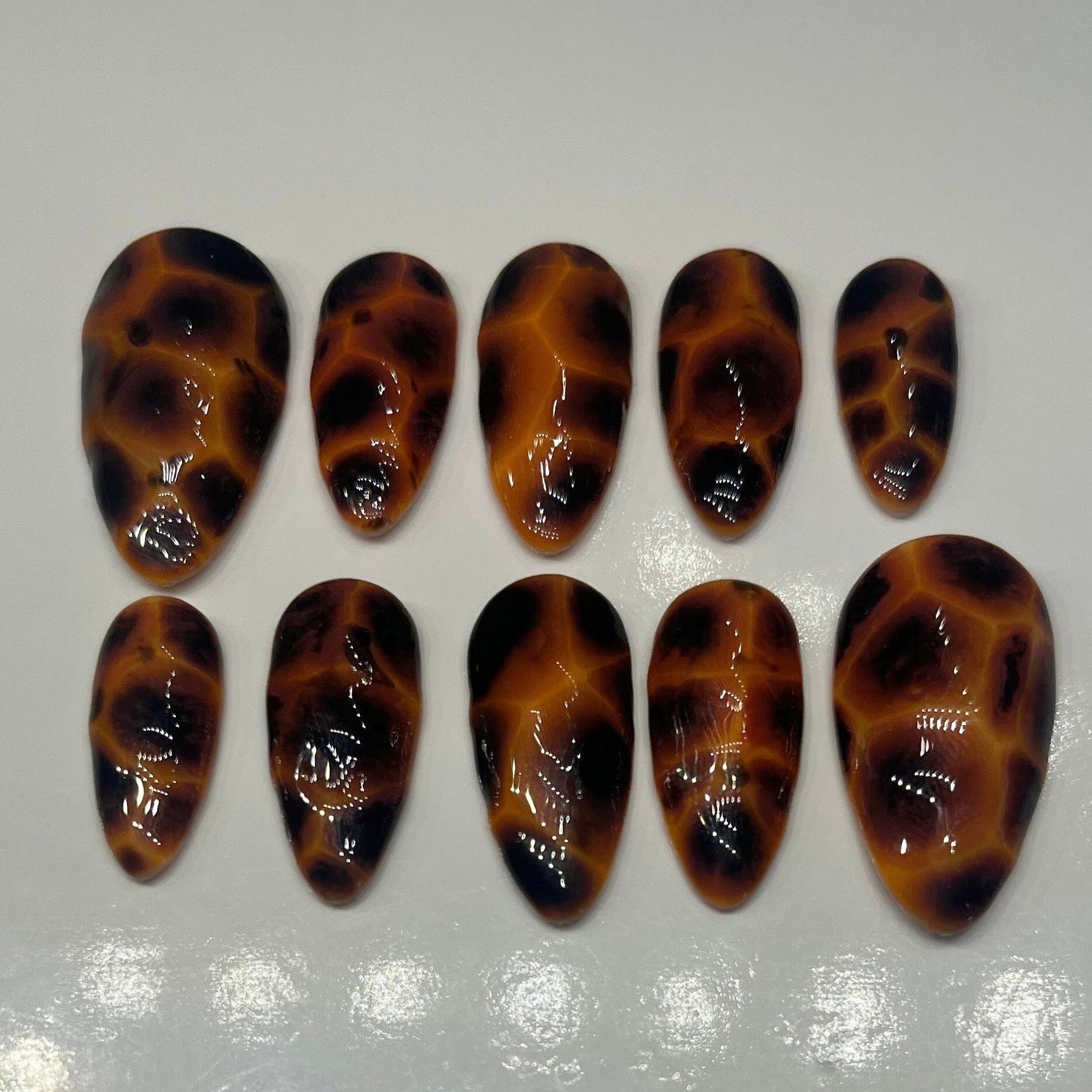 Tortoise Shell Nails + Application Kit - Etsy