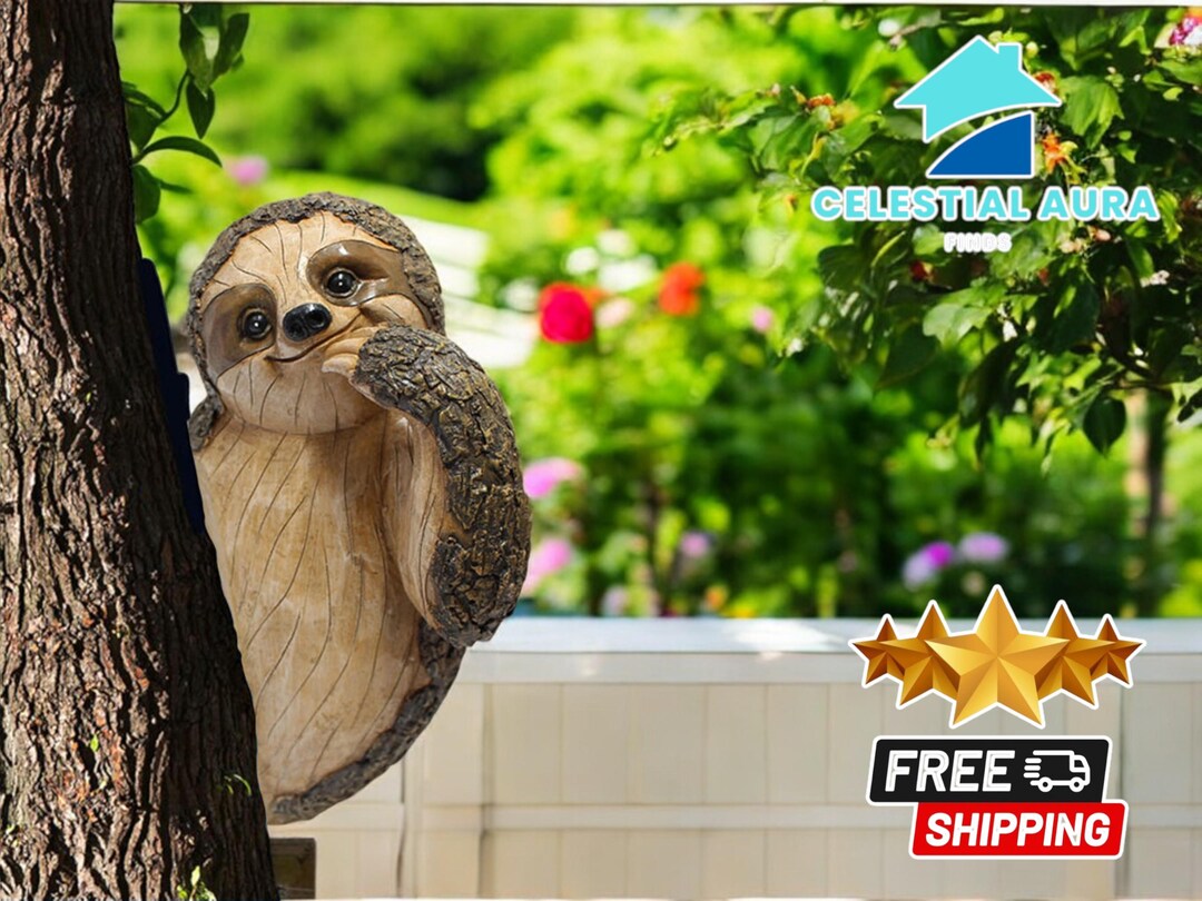 Outdoor Tree Sloth Figurine | Hanging Hugger Sculpture for Yard ...