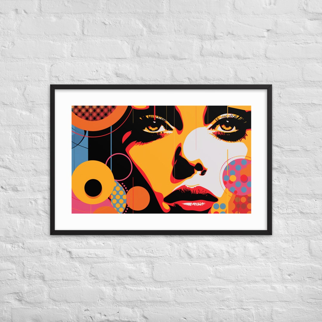 Bold Pop Art Portrait Print Vivid Colors With Geometric Shapes Framed ...