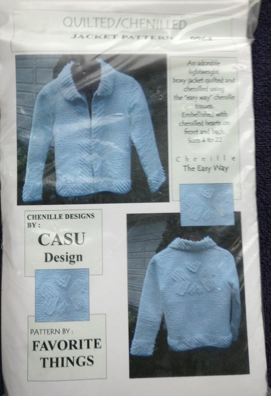 Quilted Chenille Jacket Pattern by Casu Designs - Etsy
