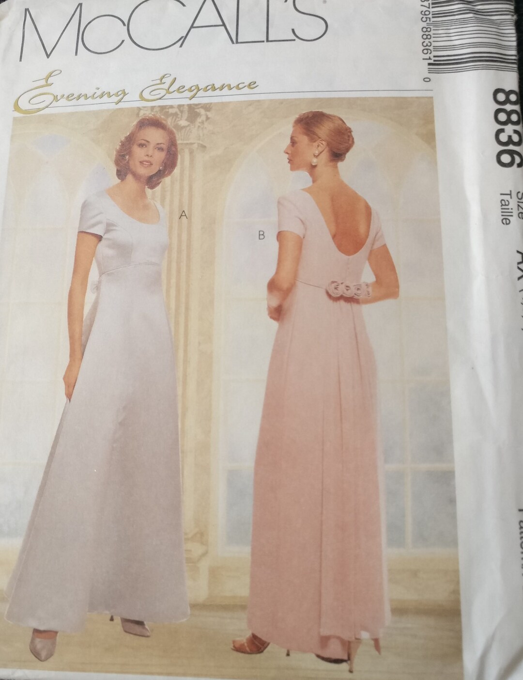 Mccalls Misses Evening Elegance Wedding Bridal Gown Dress Train Pattern ...