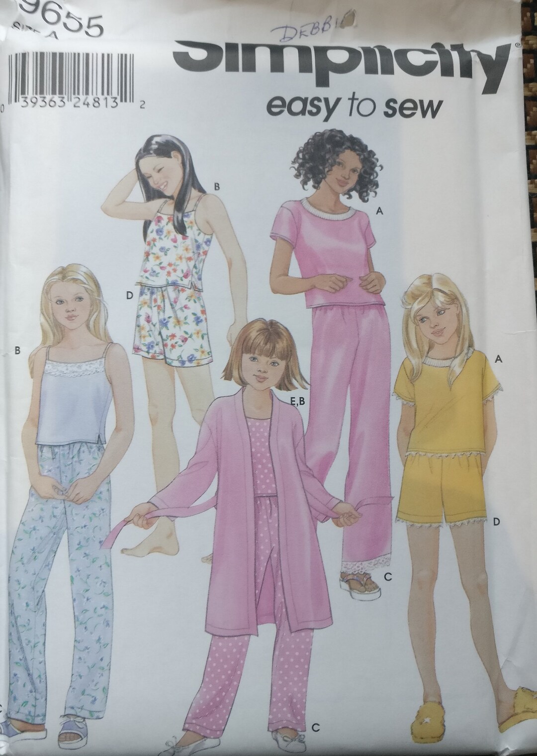 Simplicity Girls Loungewear Robe Pajamas Pattern 9655 - Etsy