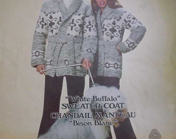 Vintage White Buffalo Wool Sweater Coat Cowichan Knitting Pattern - Etsy