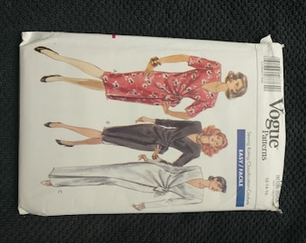 Uncut Vogue Sewing Pattern Wrap Top With Sleeve and Collar Variations ...