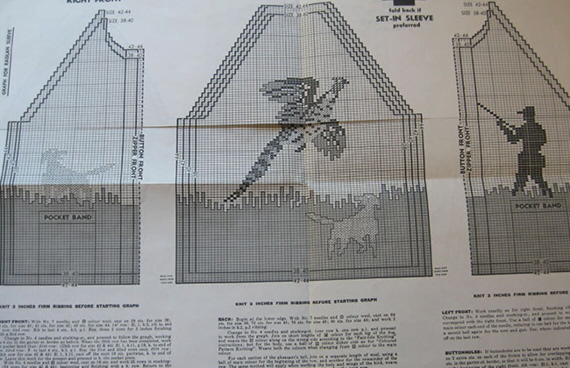 Mary Maxim the Pheasant Hunt Knitting Sweater Pattern - Etsy