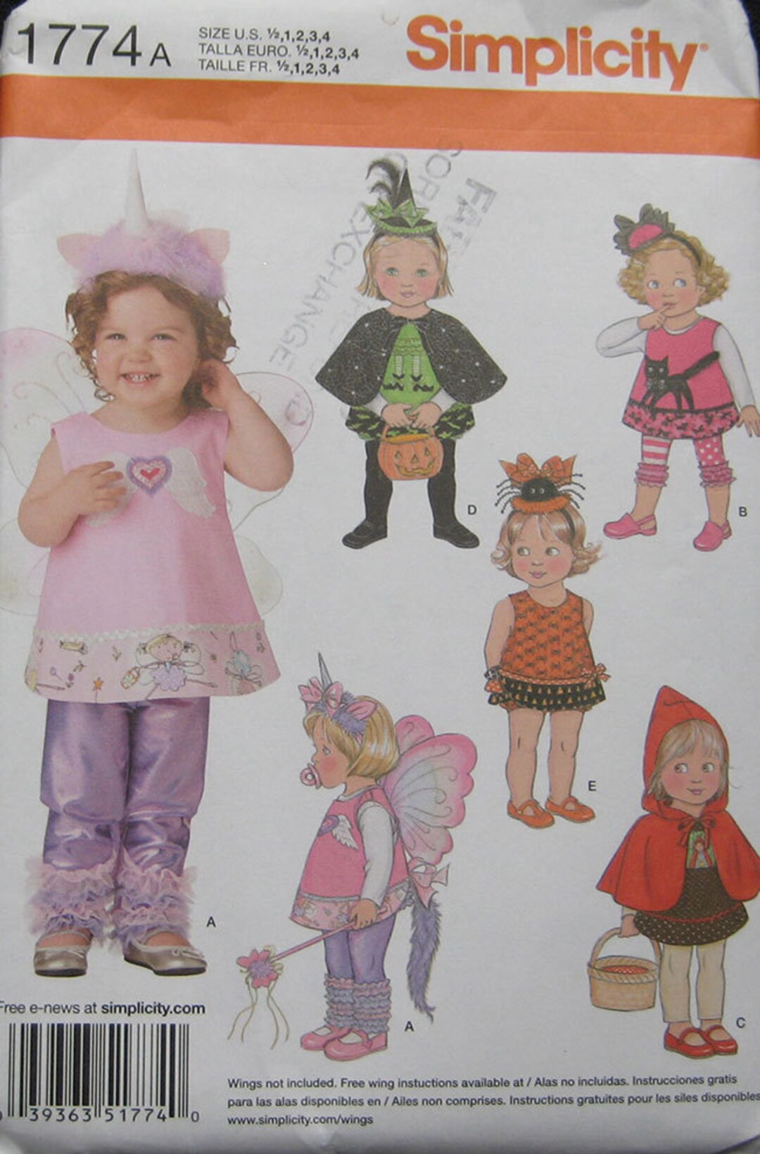 Simplicity Toddlers Halloween Costume Pattern 1774 - Etsy