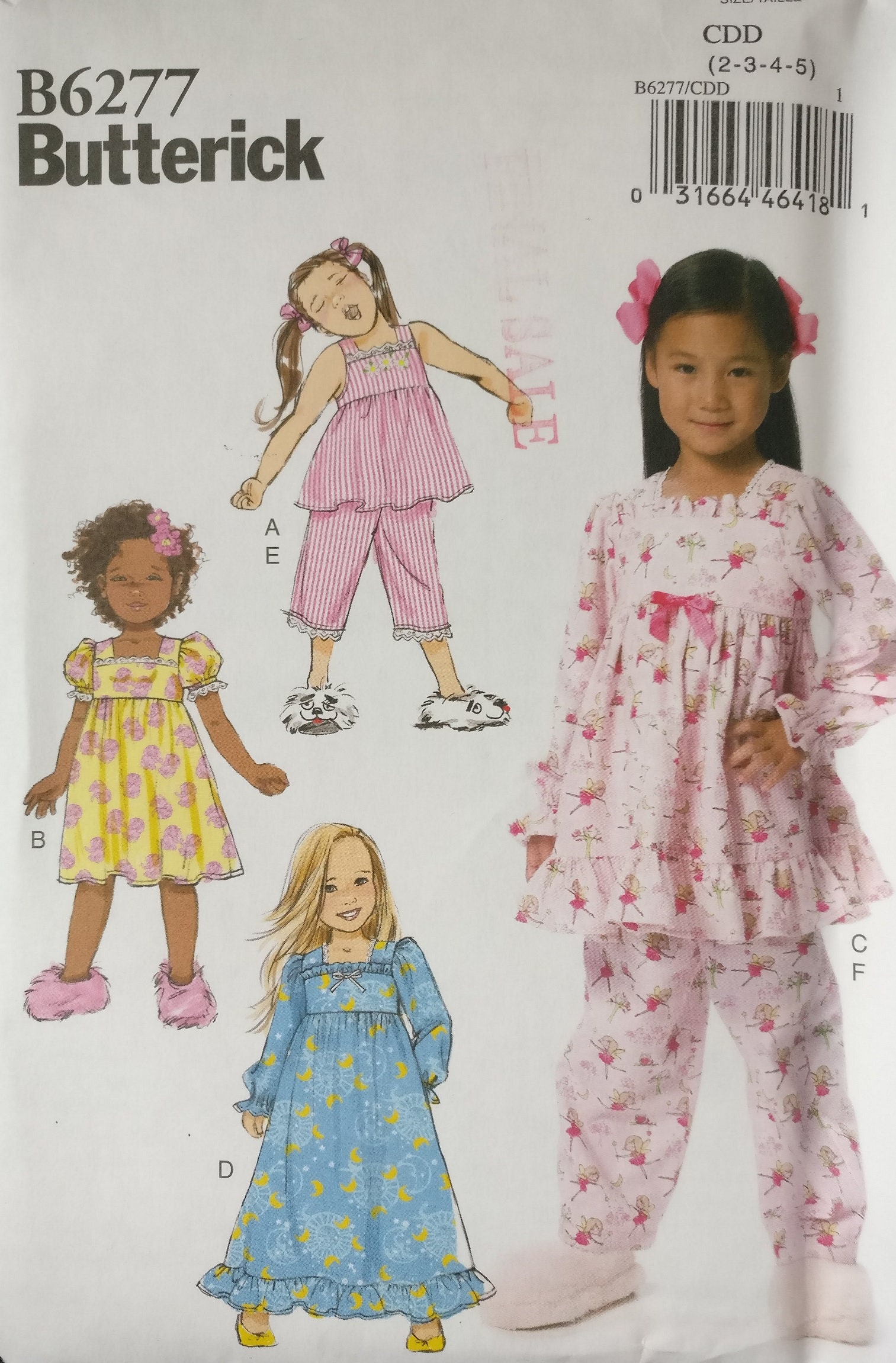 Butterick Girls Pajamas Nightgown Pattern 6277 - Etsy