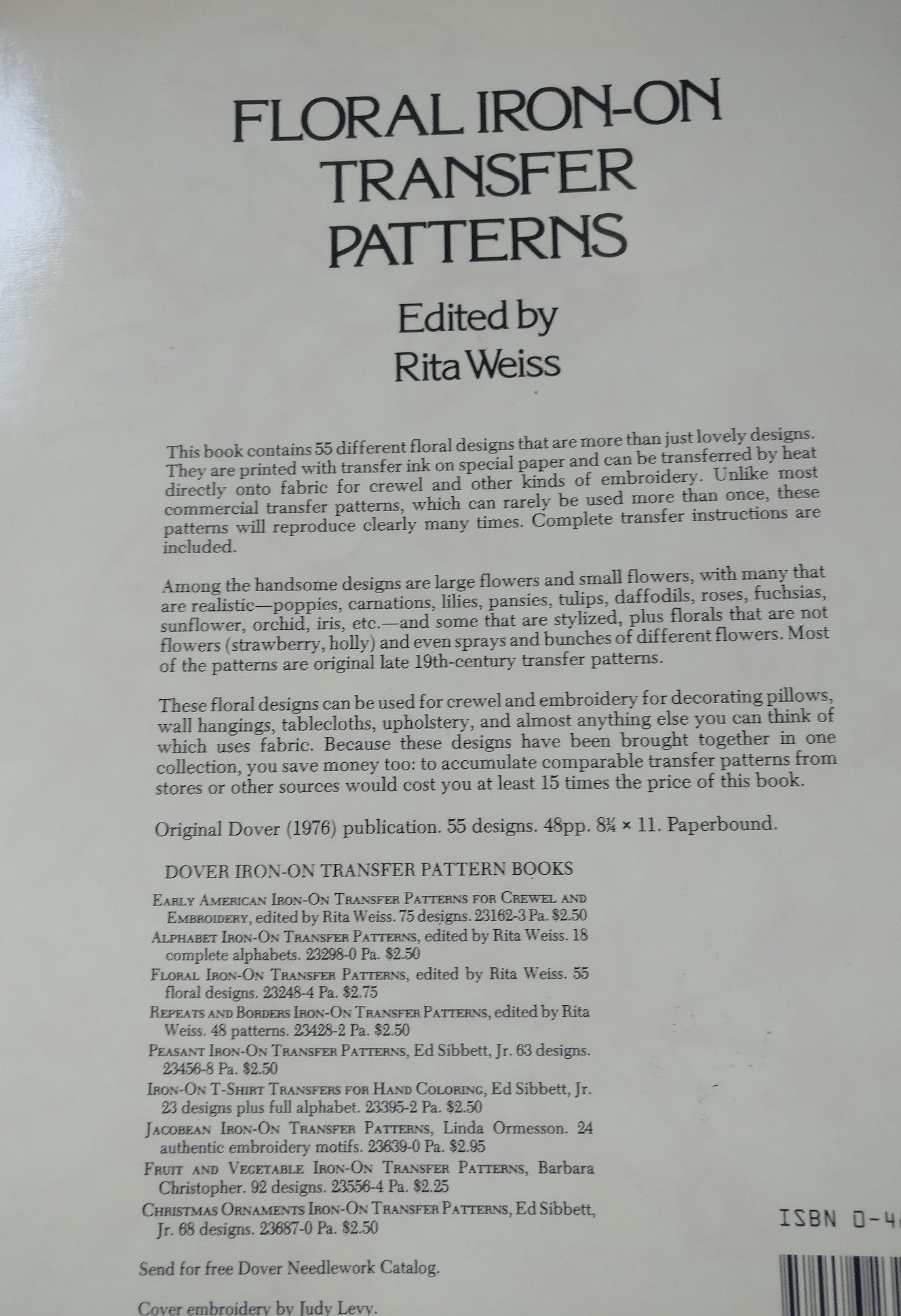 Floral Iron on Transfer Pattern Embroidery Book by Rita Weiss - Etsy