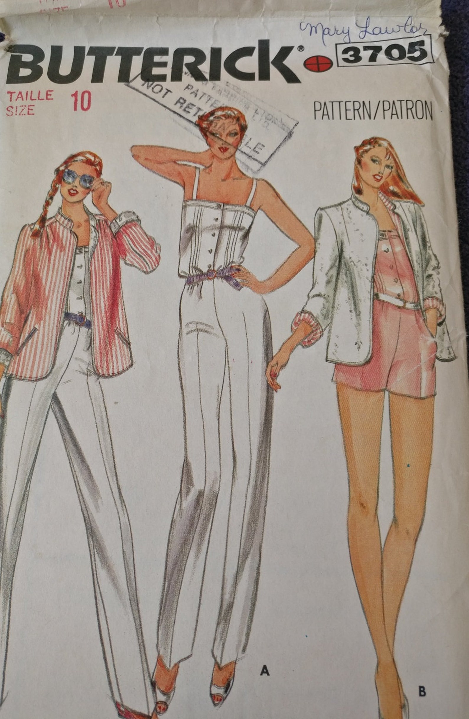 Butterick Misses Jacket and Jumpsuit Pattern 3705 - Etsy