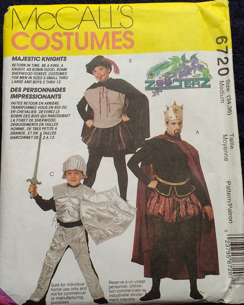 Mccalls Costume Majestic Knights Pattern 6720 - Etsy