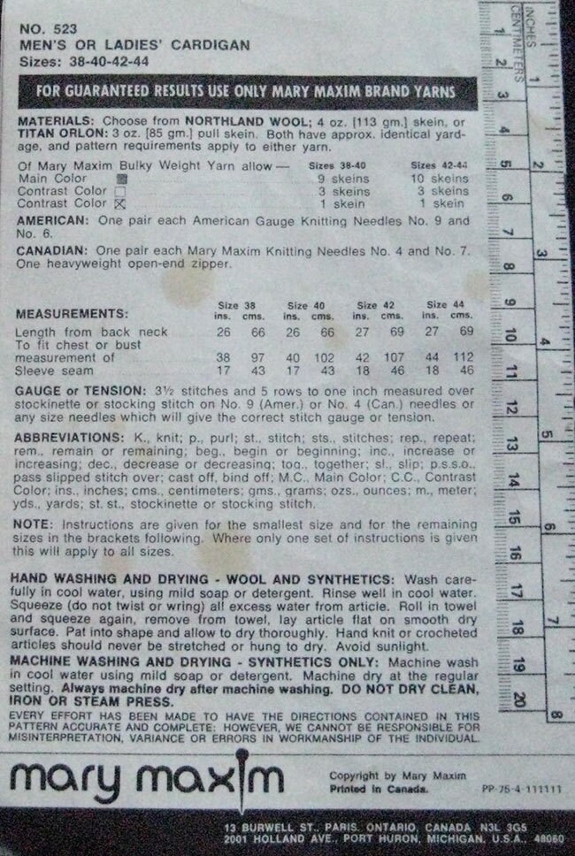 Mary Maxim Graph Knitting Cardigan Pattern | Etsy