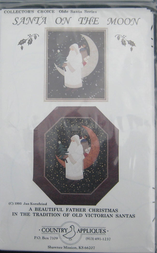 Santa on the Moon Applique Wall Quilt Pattern - Etsy