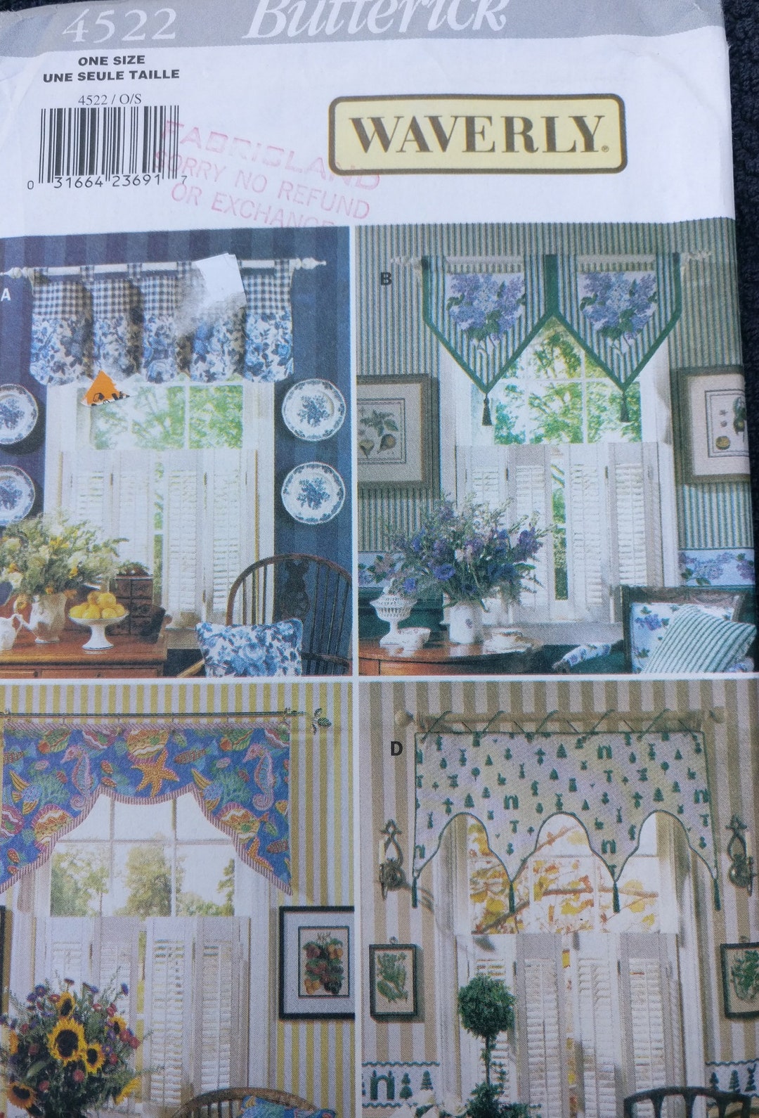 Butterick Waverly Window Treatment Valance Pattern 4522 - Etsy