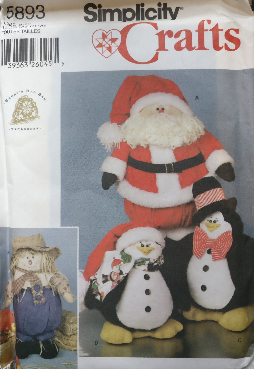 Simplicity Crafts Santa Penguin Scarecrow Pattern 5893 - Etsy