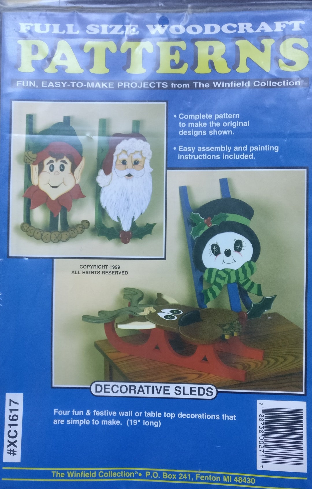 Woodcraft Pattern Full Size Snowman Reindeer Sleds the Winfield ...