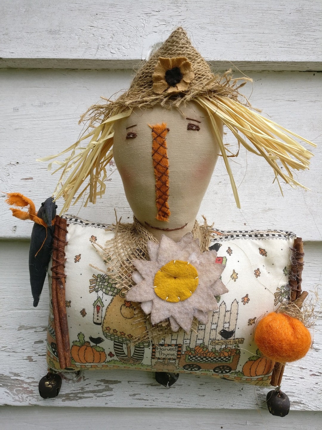 Primitive Fall Scarecrow Greeter Doll Thehowlinghag - Etsy