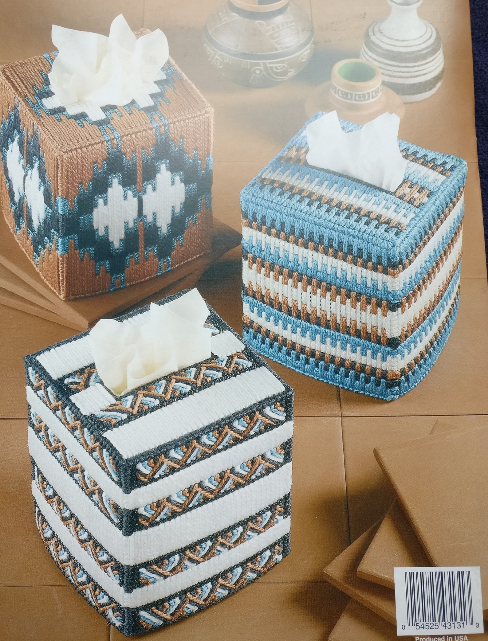 Native American Plastic Canvas Tissue Box Covers Pattern Book | Etsy