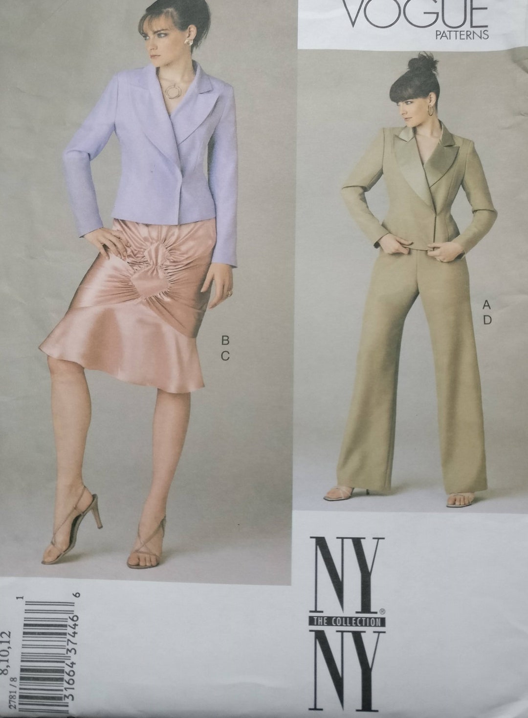 Vogue Misses Skirt Jacket Pants New York Collection Pattern - Etsy