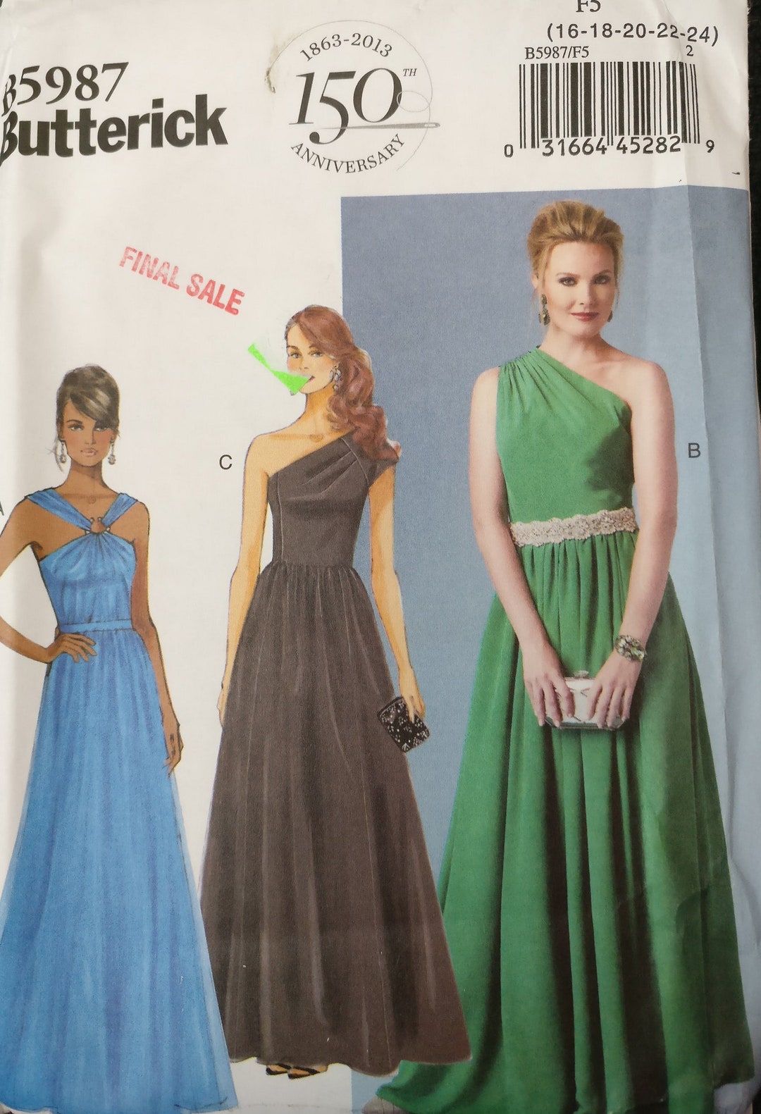 Butterick Misses Easy Dress Gown Pattern 5987 Plus Size - Etsy