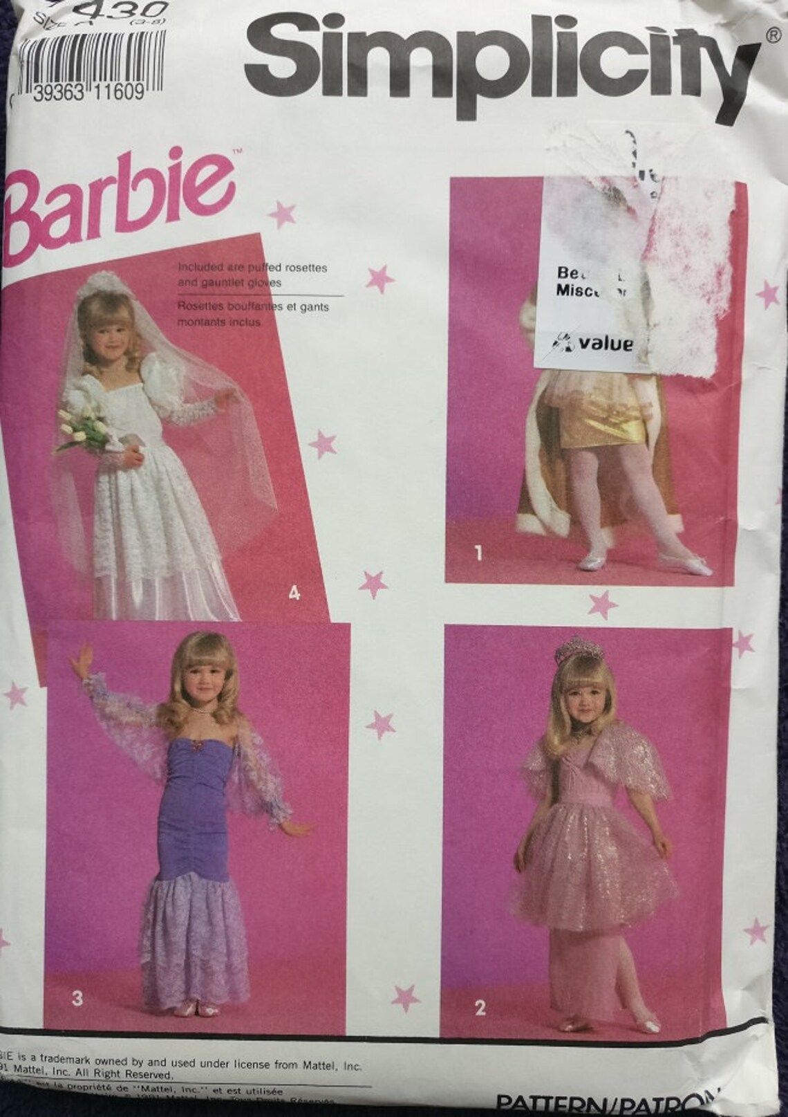 Simplicity Halloween Girls Barbie Costume Pattern 7430 | Etsy