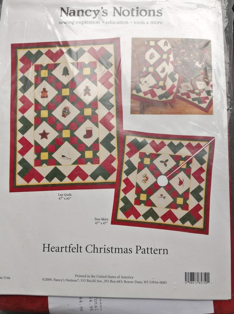 Nancy Notions Heartfelt Christmas Pattern Quilted Tree Skirt Kit - Etsy