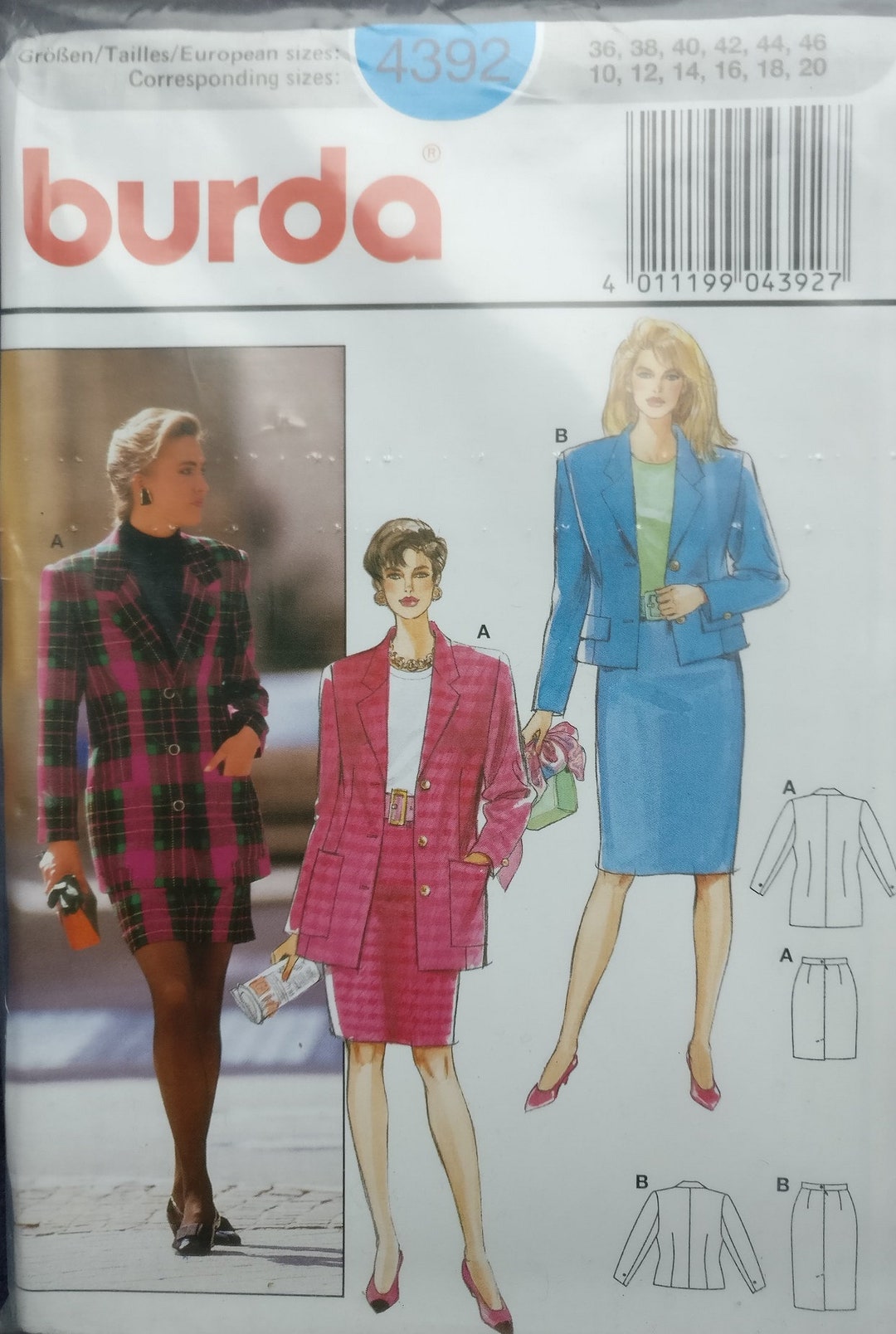 Burda Misses Jacket Skirt Pattern 4392 - Etsy