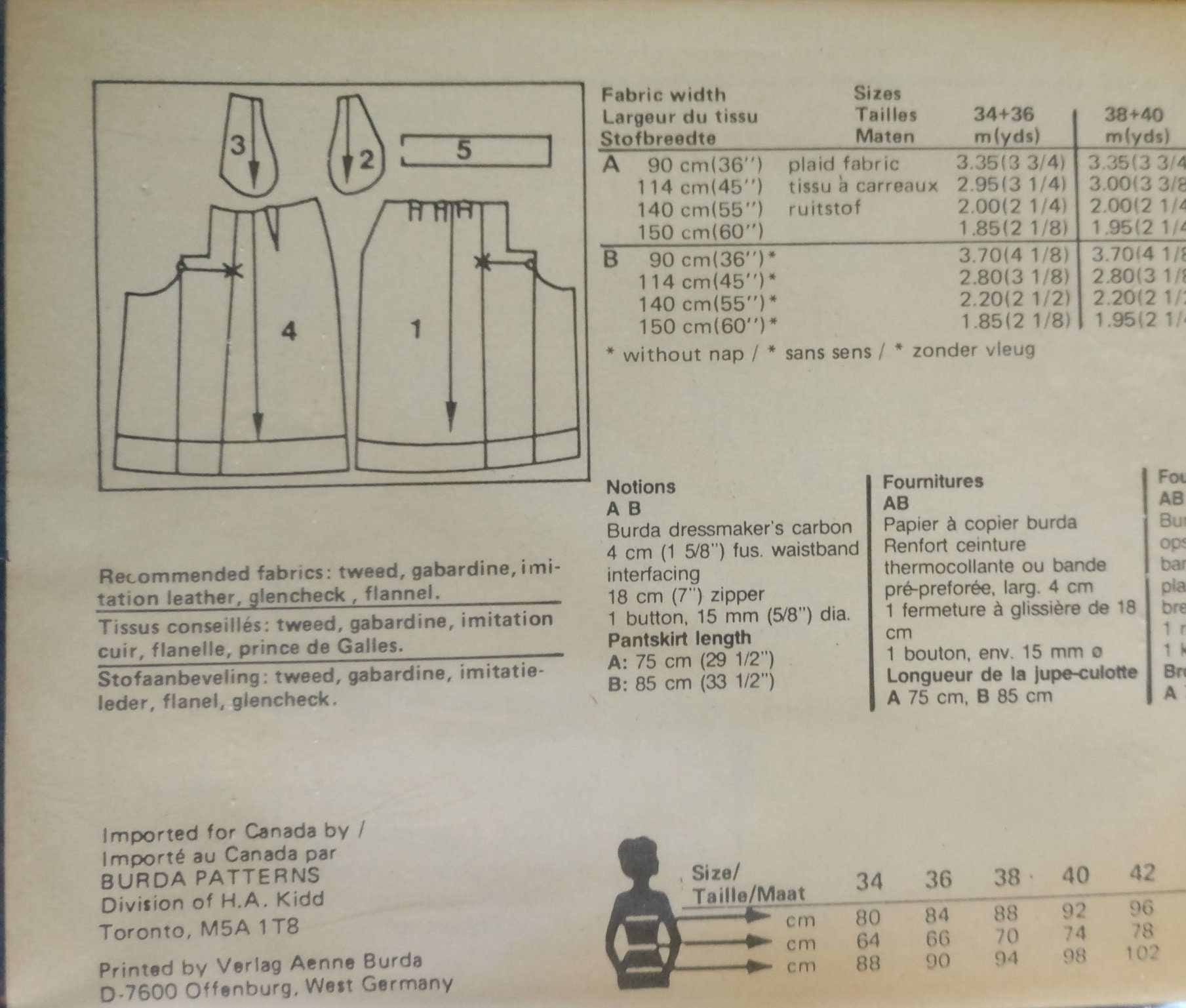 Burda Misses Pantskirt Culottes Pattern 5947 - Etsy
