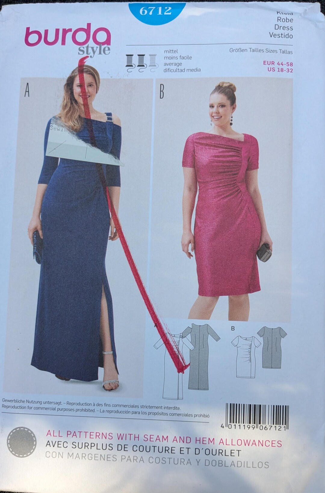 Burda Style Misses Evening Dress Pattern 6712 Plus Size - Etsy