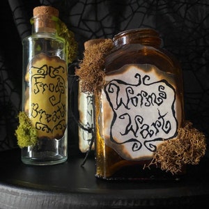 Nightmare Before Christmas Sally Potion Poison Bottles and Spoon Frogs ...