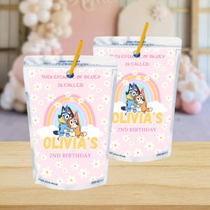 Bluey Capri Sun Label Girl Bluey and Bingo Juice Label Blue Dog ...