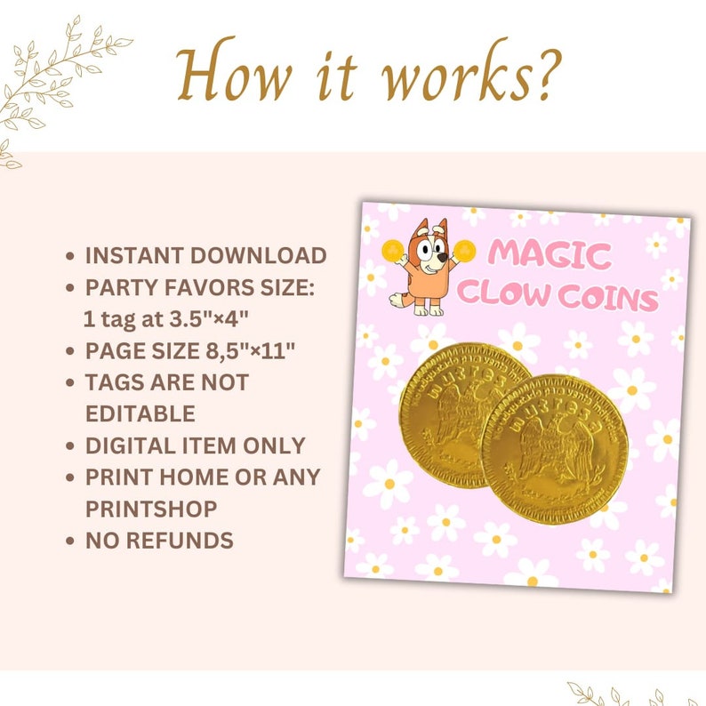 Magic Claw Coins Bluey Party Favors for Girl Party Blue Dog Theme Girls ...