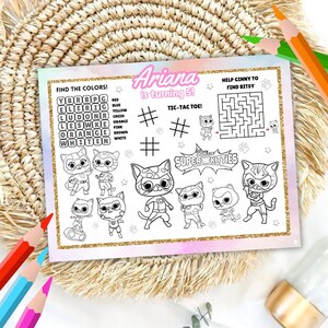 Super Kitties Activity Placemat Girl Super Kitties Coloring Sheetkitty ...