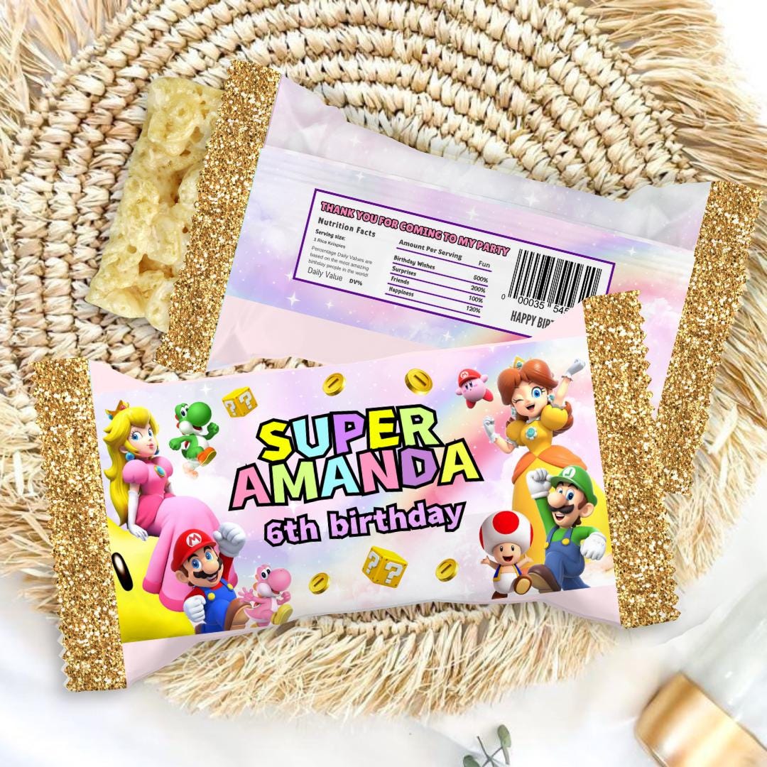Editable Princess Peach Rice Krispies Treats Wrapper Label Girl Super ...