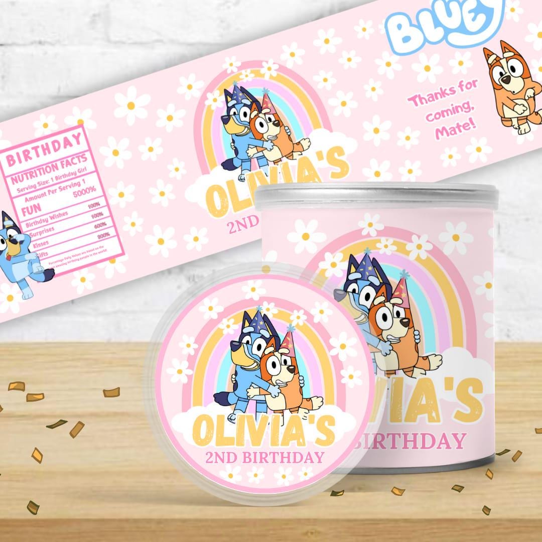 Bluey Pringles Label Girl Bluey and Bingo Party Favors Blue Dog ...