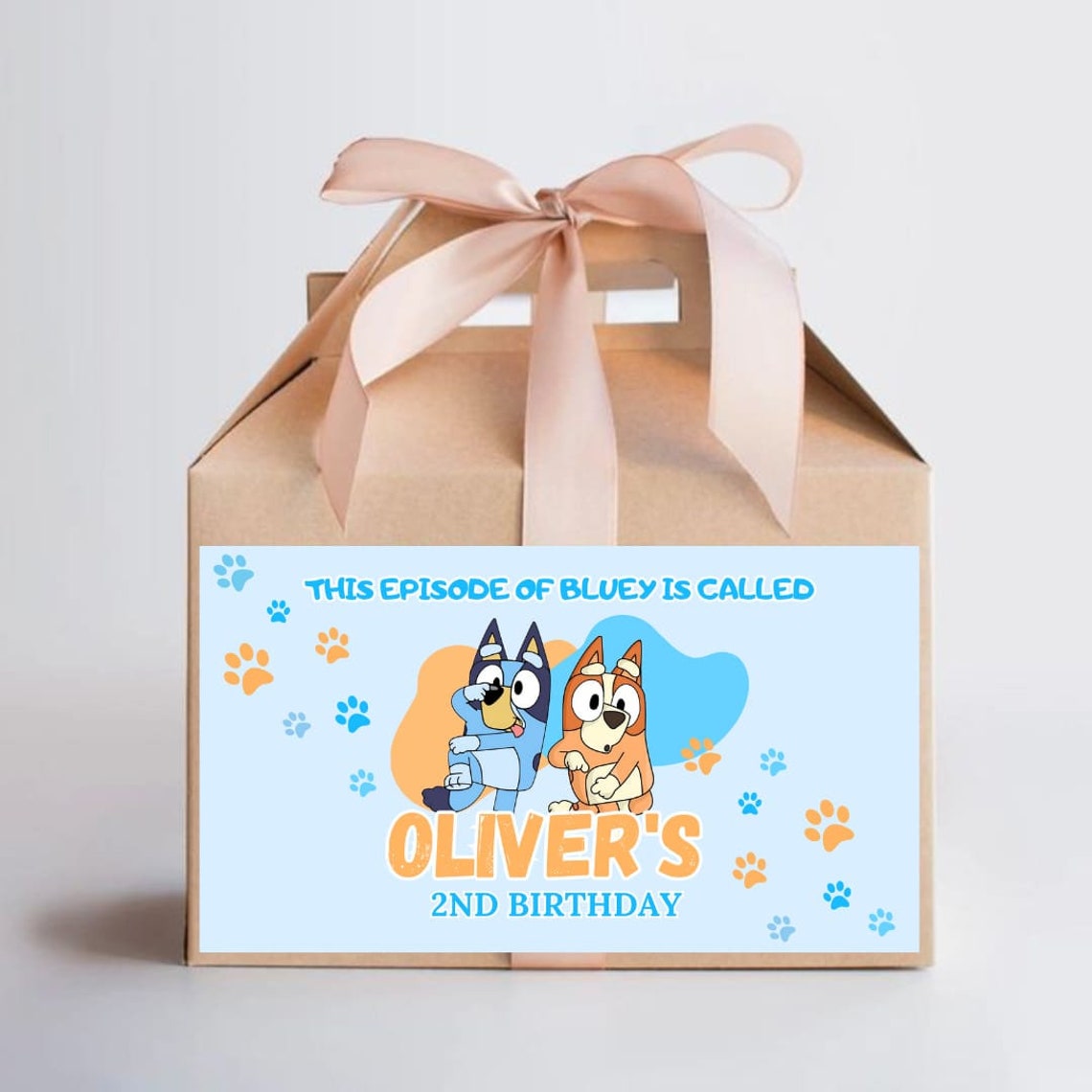 Editable Bluey Gable Box Favor Label for Boy Bluey Party Favor Box ...