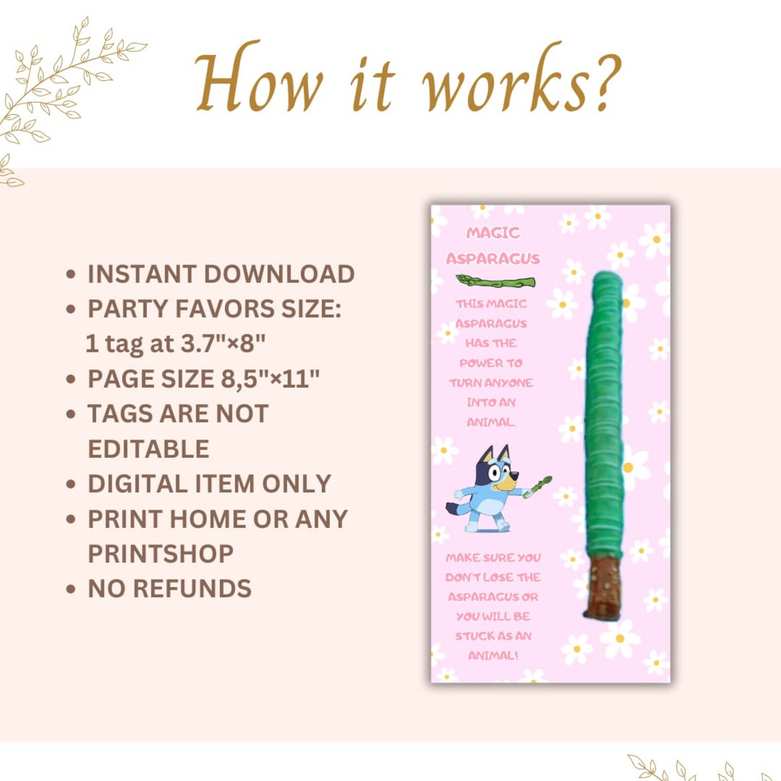 Magic Asparagus Bluey Party Favors for Girl Party Blue Dog Theme Girls ...