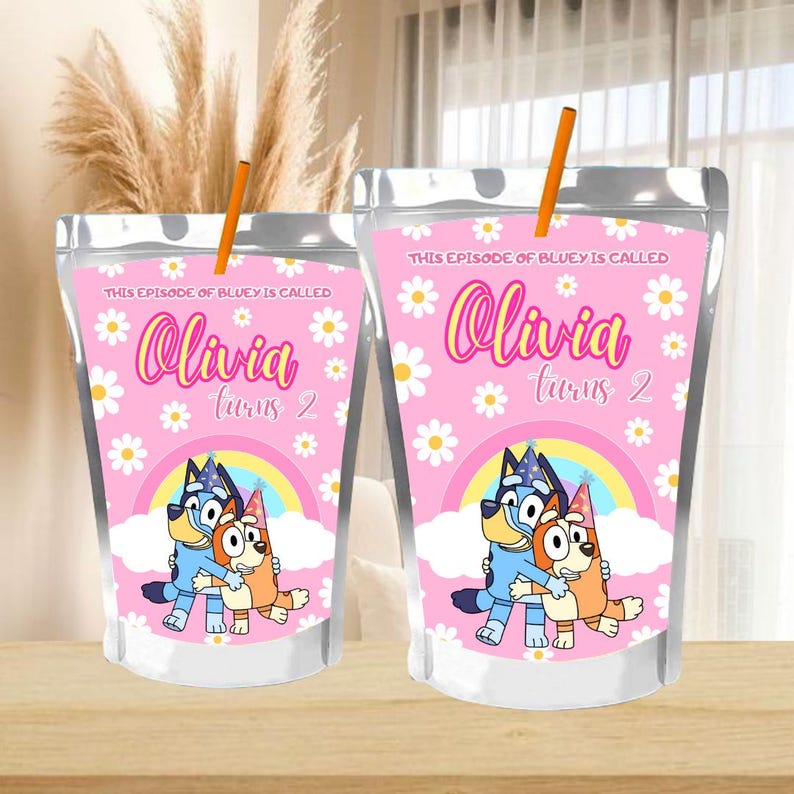 Bluey Capri Sun Label Girl Bluey and Bingo Juice Label Blue Dog ...