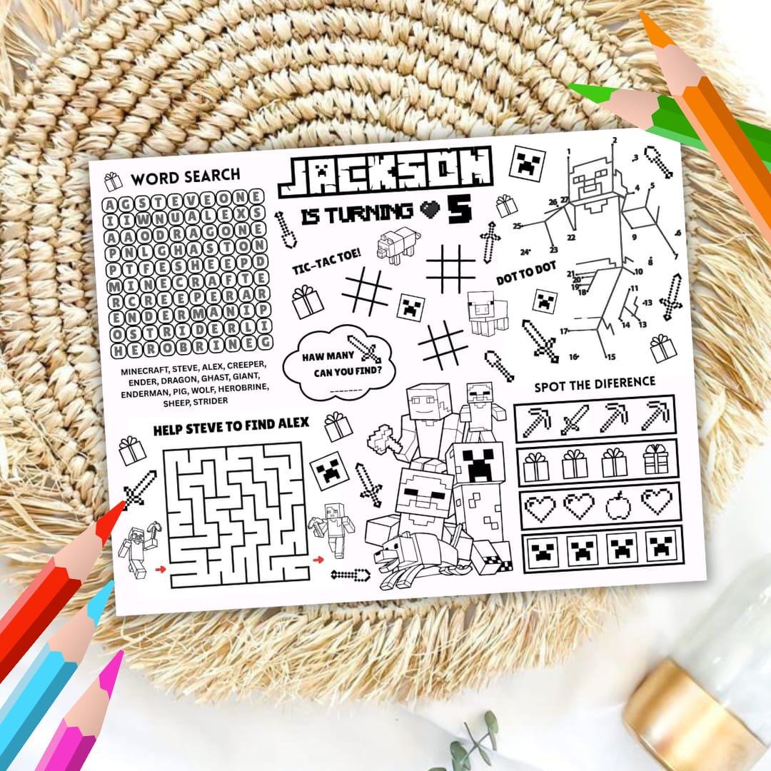 Editable Minecraft Activity Placemat Sonic Coloring Sheet Minecraft ...