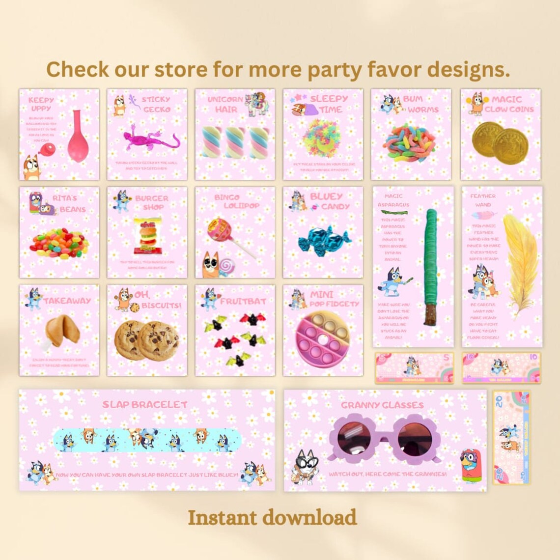 Magic Asparagus Bluey Party Favors for Girl Party Blue Dog Theme Girls ...