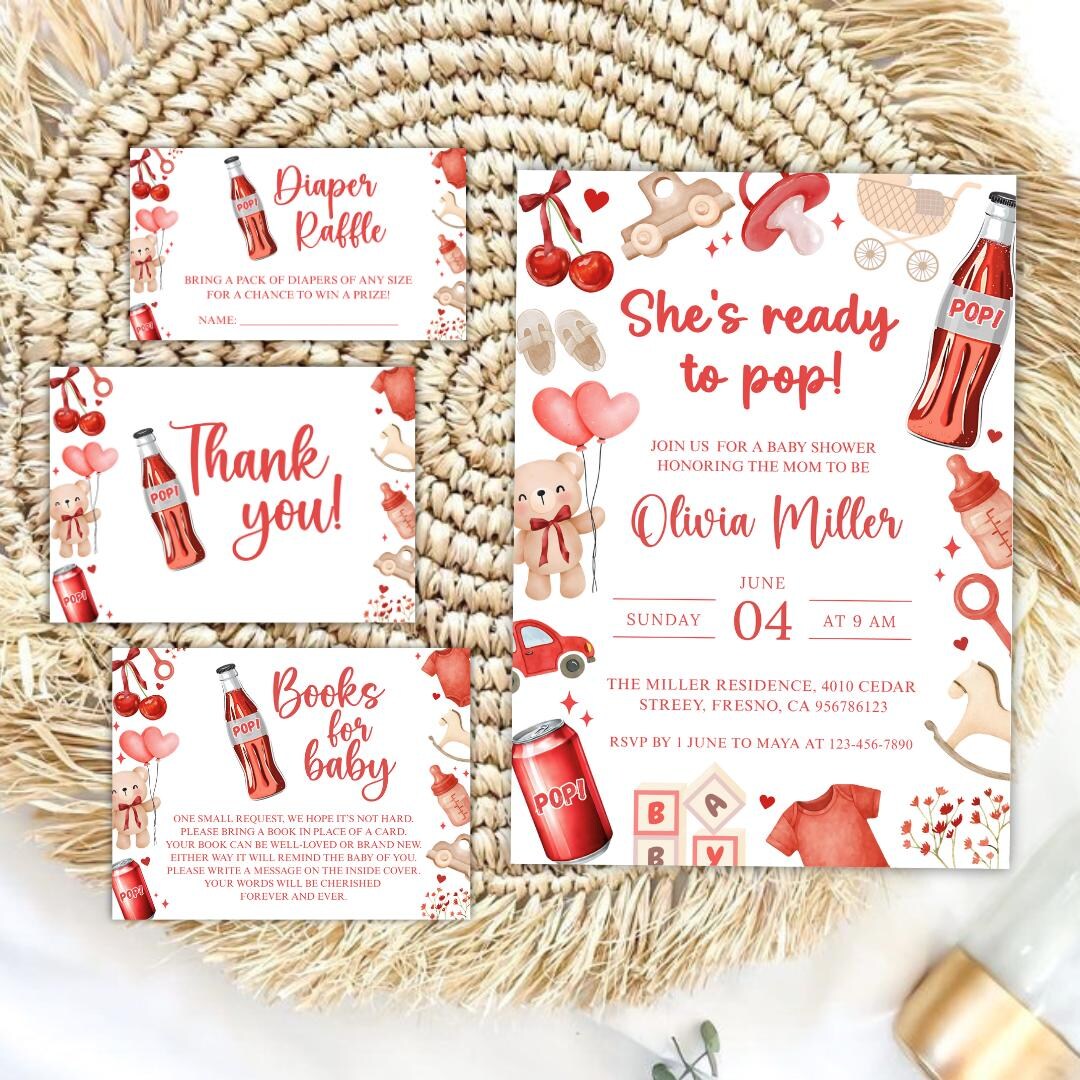 Editable She's Ready to Pop Invitation Baby Shower Shes Ready Soda Pop ...