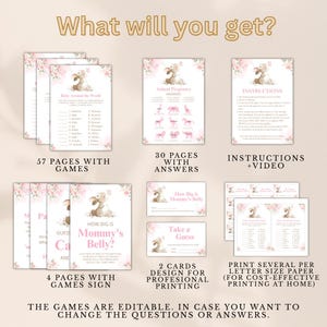 Editable Cute Bunny Baby Shower Game Package Girl Some Bunny is on the ...