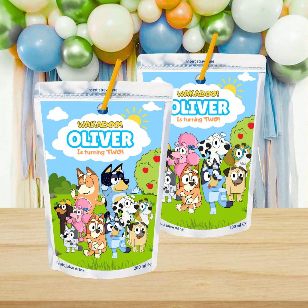 Bluey Capri Sun Label Boy Bluey and Bingo Juice Label Blue Dog Birthday ...