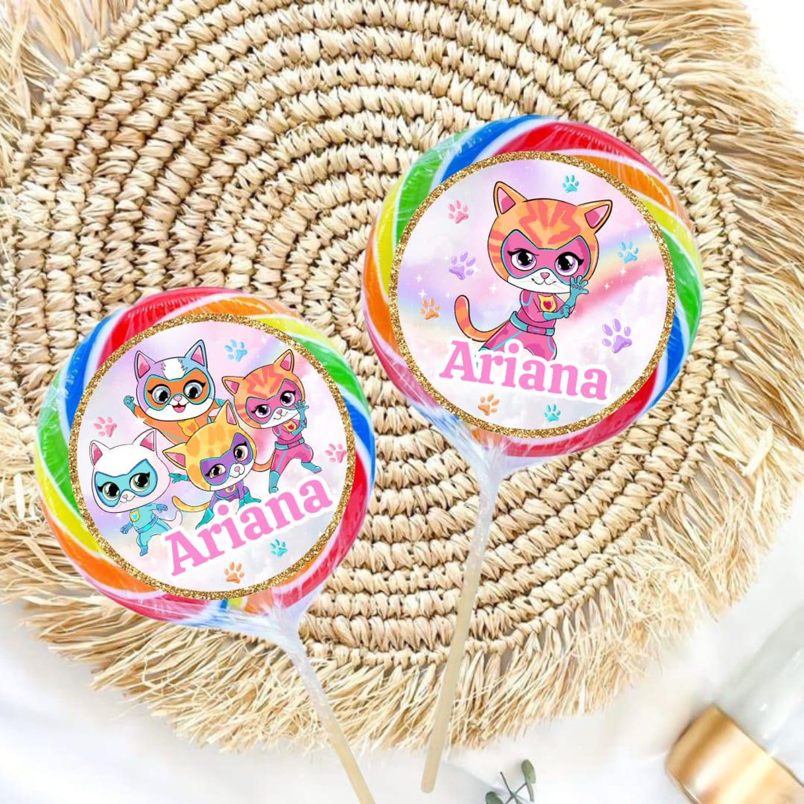 Super Kitties Carnival Lollipop Treats Circle Label Girl Super Kitties ...