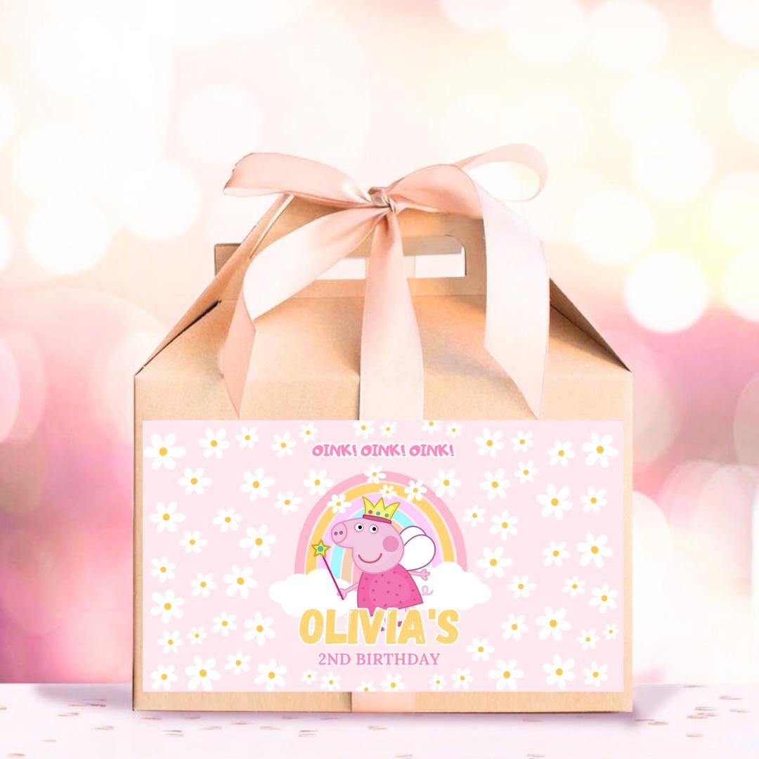 Editable Peppa Pig Gable Box Favor Label for Girl Peppa Pig Party Favor ...